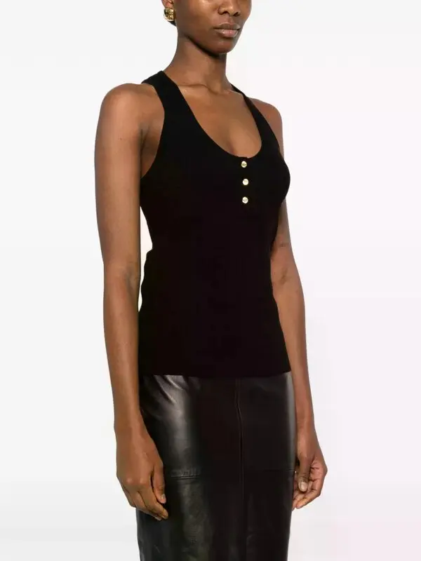 Elisabetta Franchi Button-up Tank Top - Black