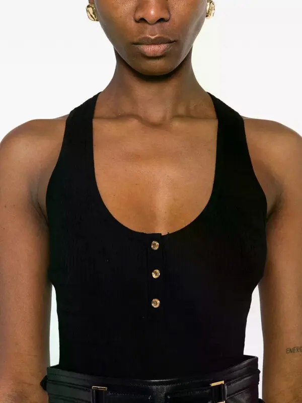 Elisabetta Franchi Button-up Tank Top - Black