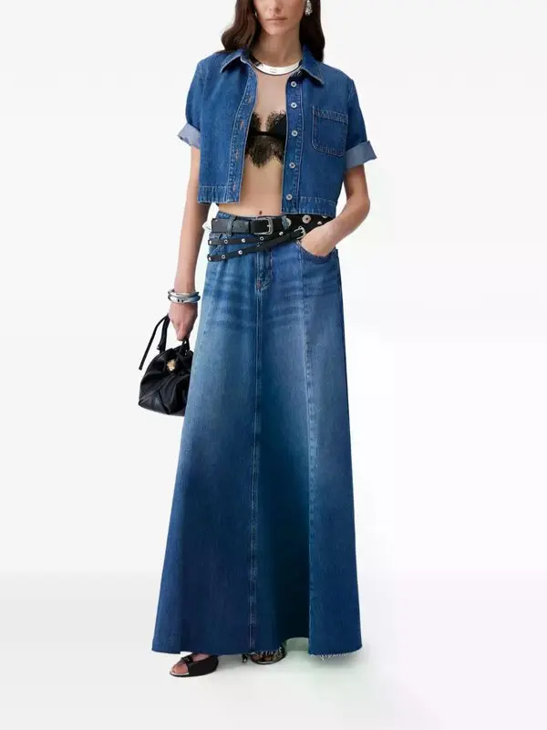 Liu Jo Stonewash Frayed Maxi Skirt