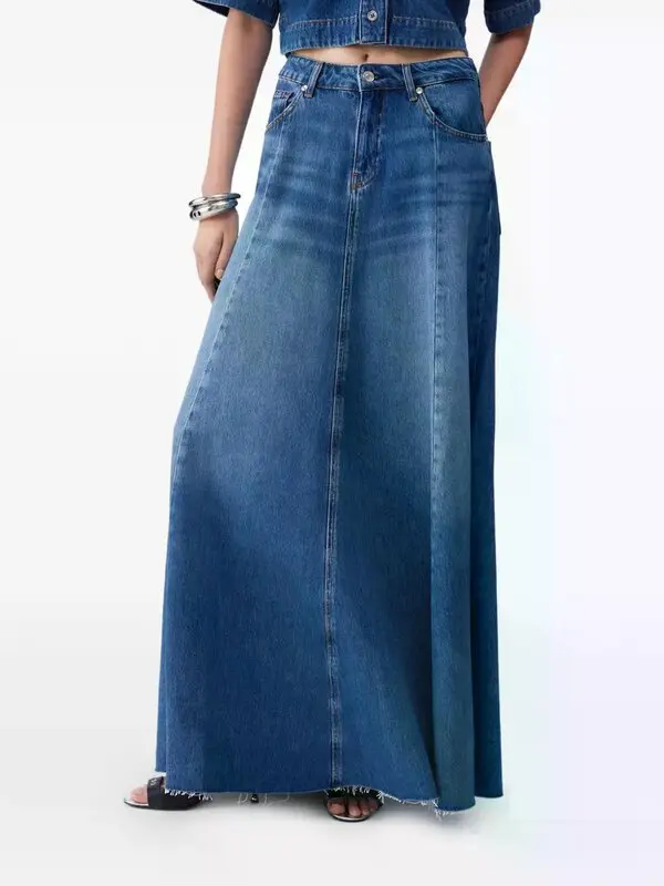 Liu Jo Stonewash Frayed Maxi Skirt