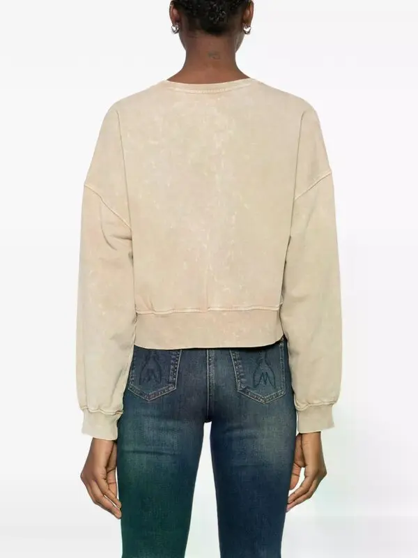 Pinko Cropped Crewneck Sweatshirt With Logo Detail - Neutrals