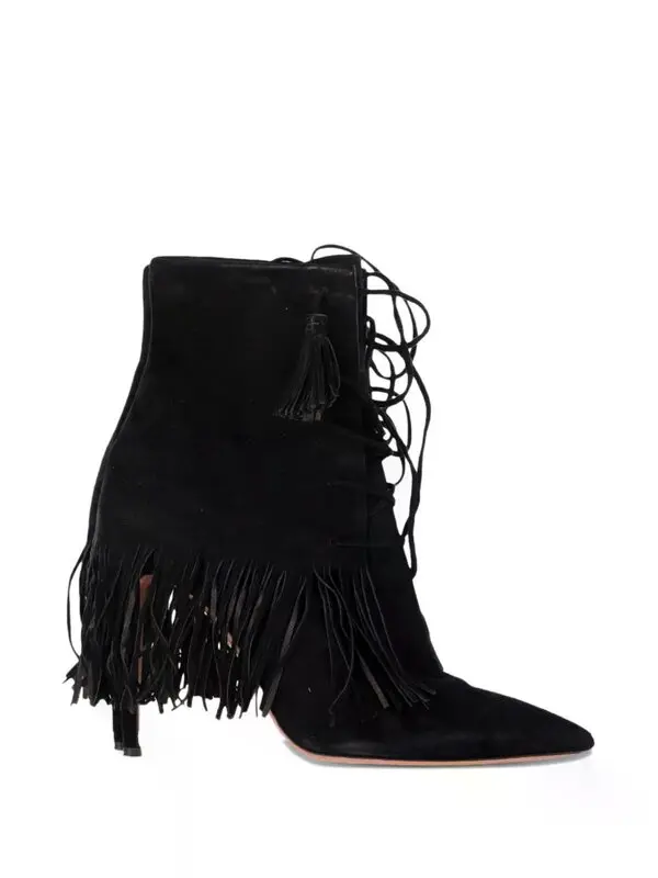 AQUAZZURA Mustang Fringed Heeled Ankle Boots