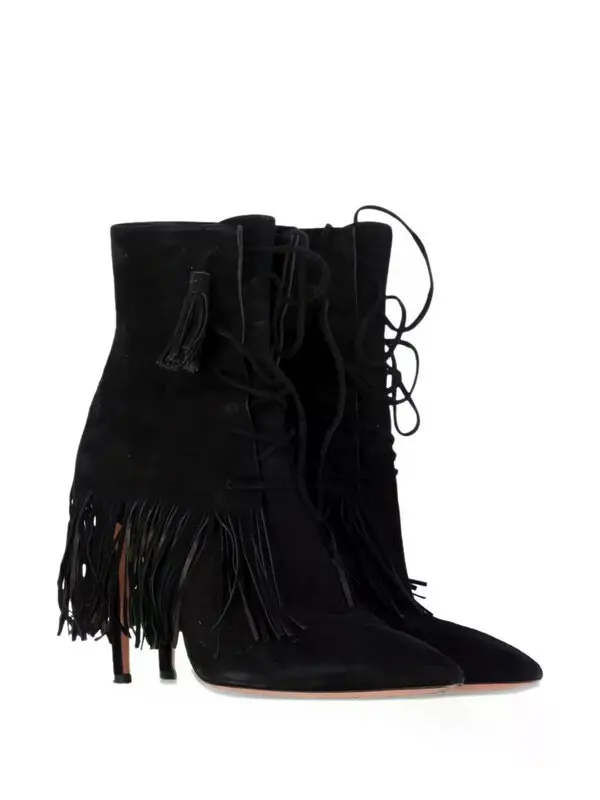AQUAZZURA Mustang Fringed Heeled Ankle Boots
