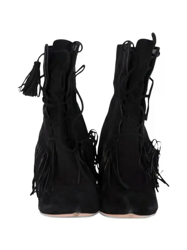 AQUAZZURA Mustang Fringed Heeled Ankle Boots