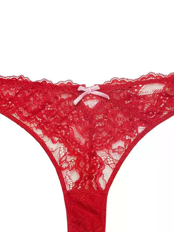 FLEUR DU MAL Bianca Bow-detail Thong - Red