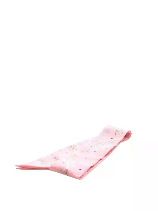 Hermès 1990-2010 Les Cles A Pois Silk Twilly Scarf Scarves - Pink