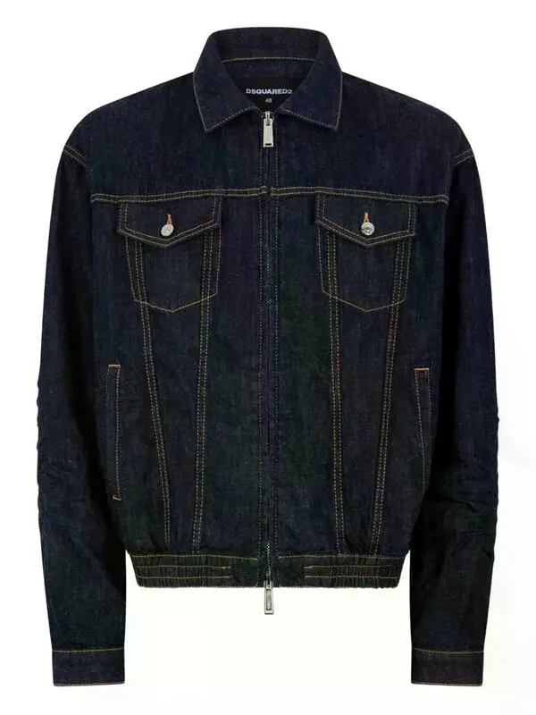 Dsquared2 Dark Wash Denim Jacket With Drawstring Hem