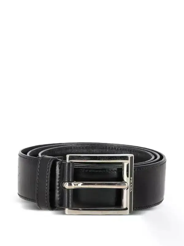 Prada Buckle Leather Belt - Black