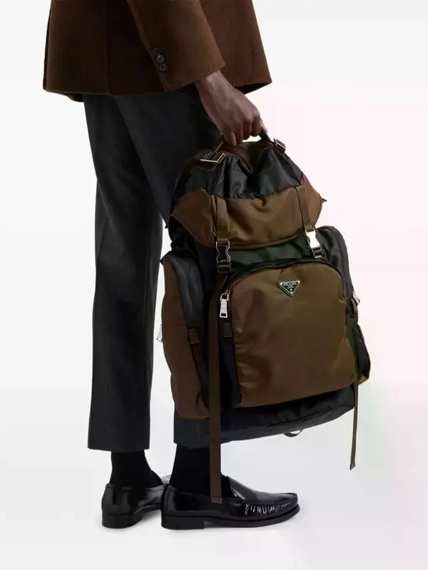 Prada Logo Plaque Buckled Backpack