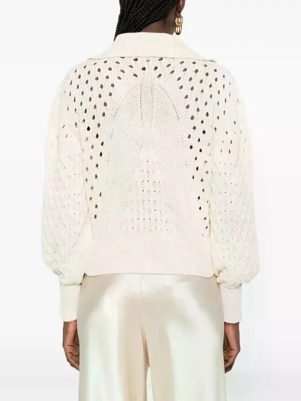 TWINSET Stretch Knit Lace-up Sweater With Polo Collar