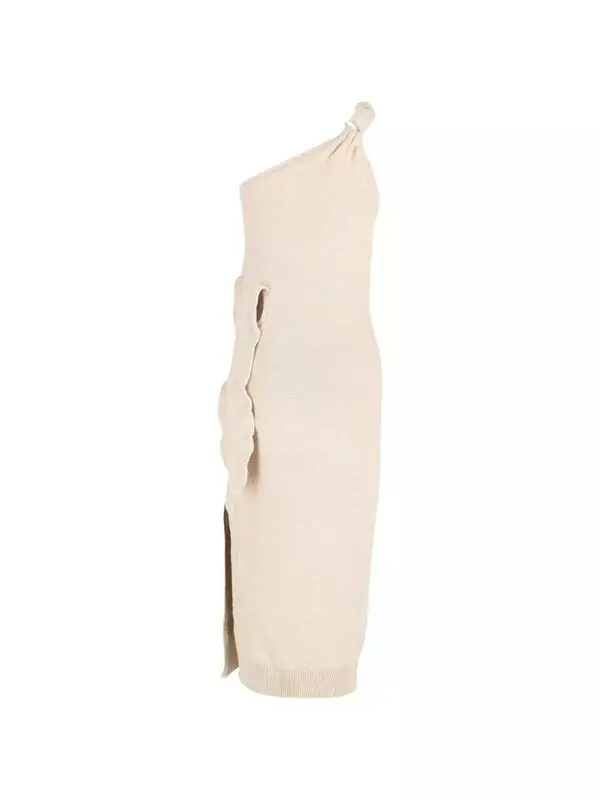 Jacquemus La Robe Maille Noeud Midi Dress - Neutrals