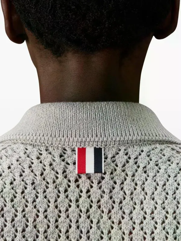 Thom Browne Hector Pointelle Short Sleeve Cardigan - Grey