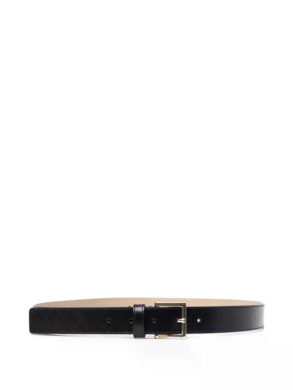 Hugo Diamond-pattern Leather Belt - Black