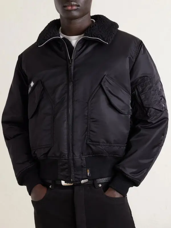 WTAPS Padded Fleece-trimmed Shell Jacket - Black