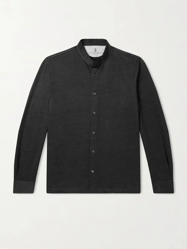Brunello Cucinelli Linen And Cotton-blend Shirt - Black