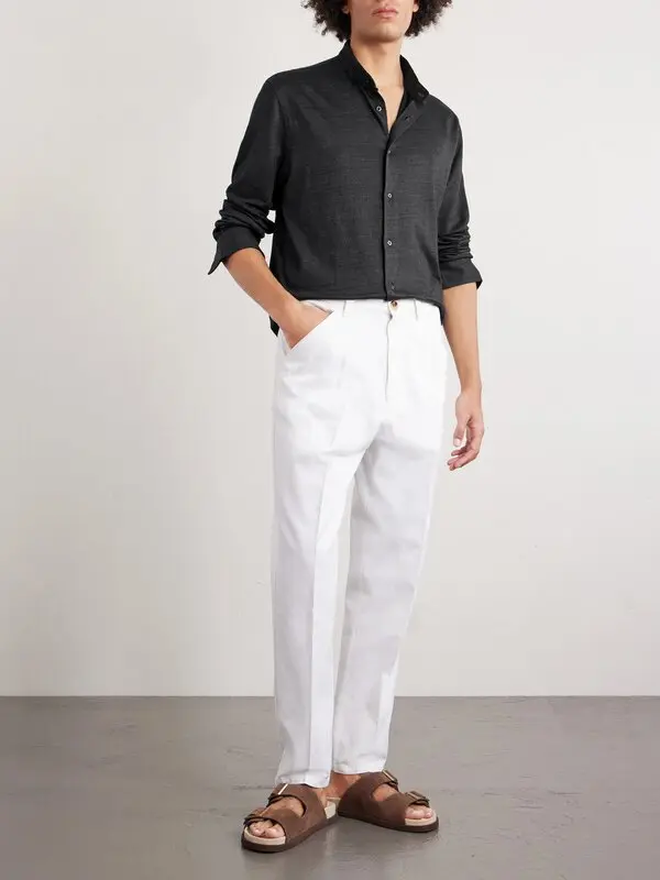 Brunello Cucinelli Linen And Cotton-blend Shirt - Black
