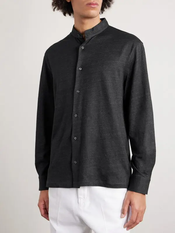 Brunello Cucinelli Linen And Cotton-blend Shirt - Black