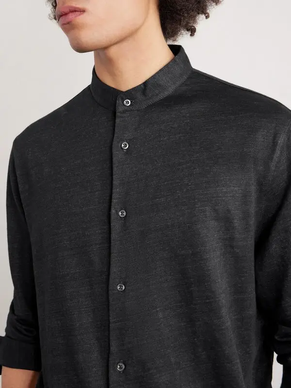 Brunello Cucinelli Linen And Cotton-blend Shirt - Black