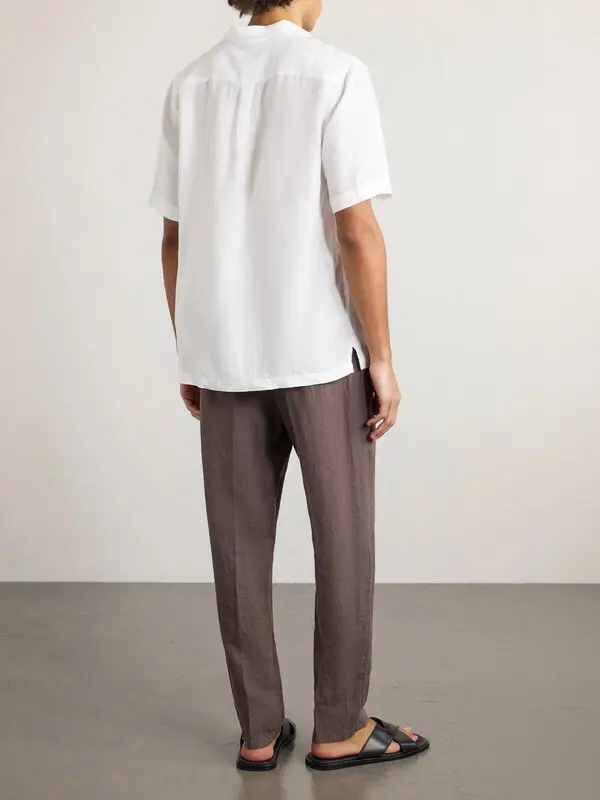 Altea Mattia Straight-leg Linen Trousers - Brown