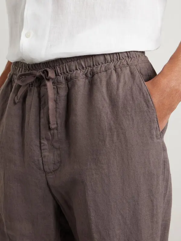 Altea Mattia Straight-leg Linen Trousers - Brown
