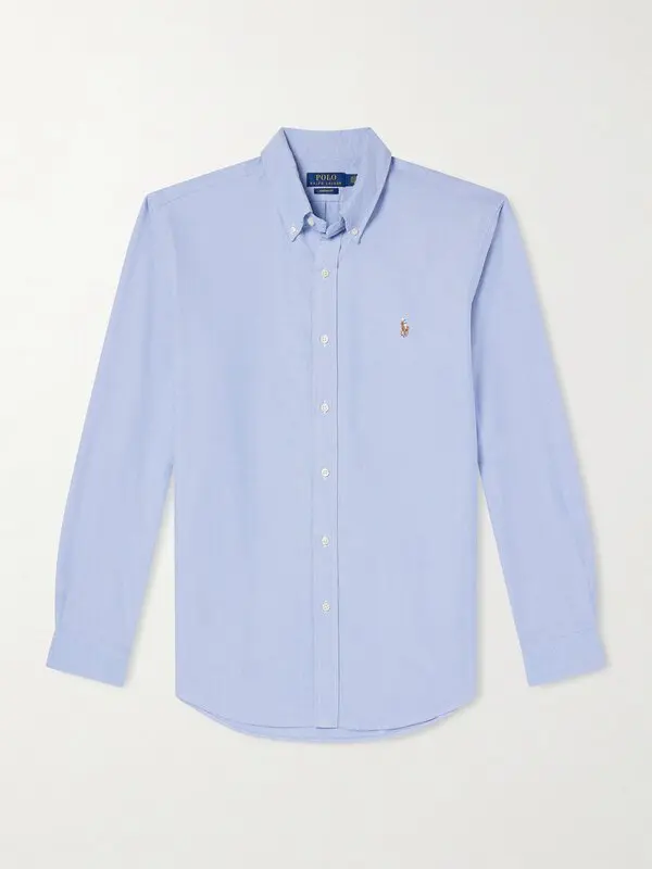 Polo Ralph Lauren Button-down Collar Logo-embroidered Cotton Oxford Shirt - Blue