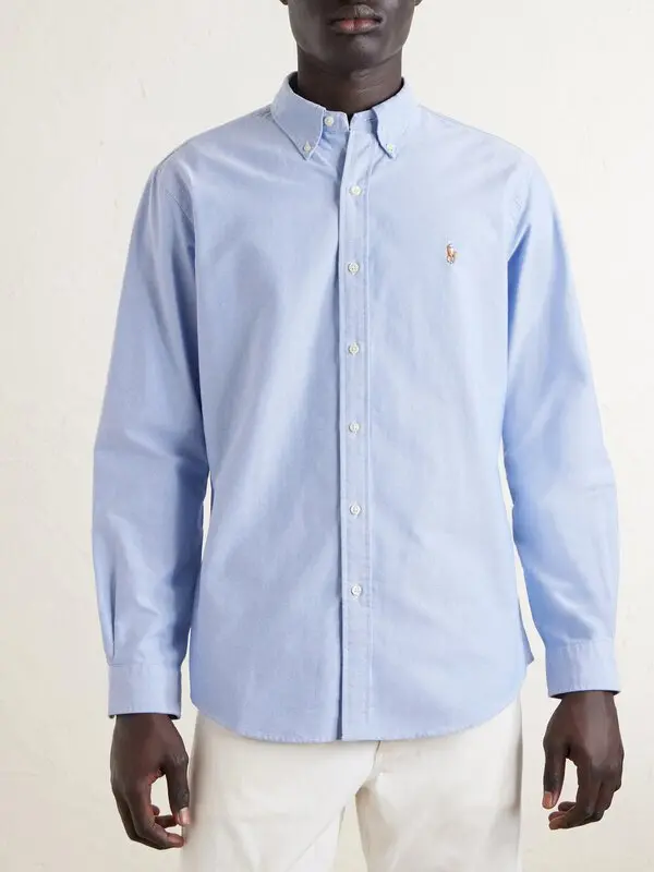 Polo Ralph Lauren Button-down Collar Logo-embroidered Cotton Oxford Shirt - Blue