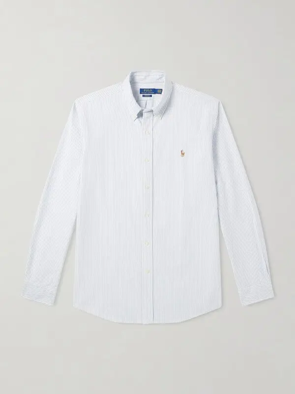 Polo Ralph Lauren Button-down Collar Logo-embroidered Striped Cotton Oxford Shirt - Blue