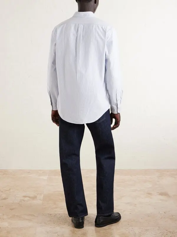 Polo Ralph Lauren Button-down Collar Logo-embroidered Striped Cotton Oxford Shirt - Blue