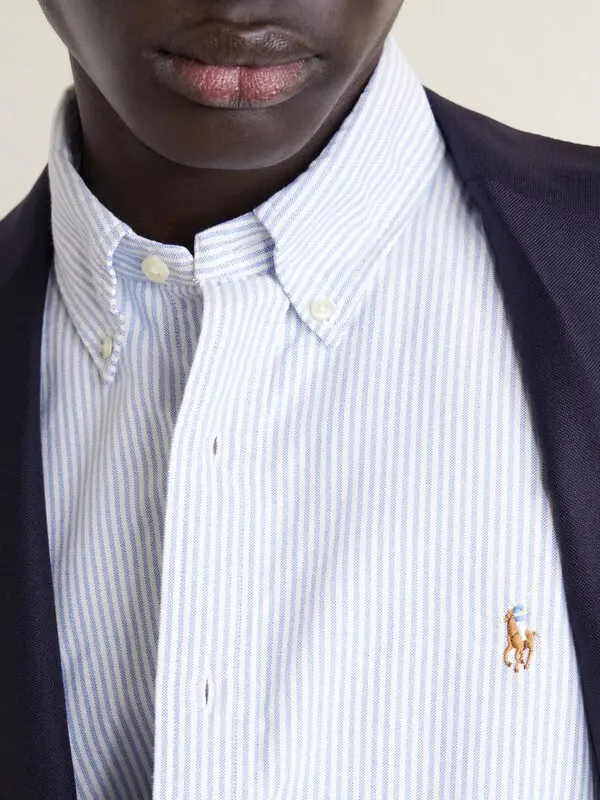 Polo Ralph Lauren Button-down Collar Logo-embroidered Striped Cotton Oxford Shirt - Blue