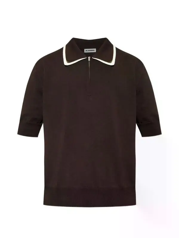 JIL SANDER Zip-collar Polo Shirt - Brown