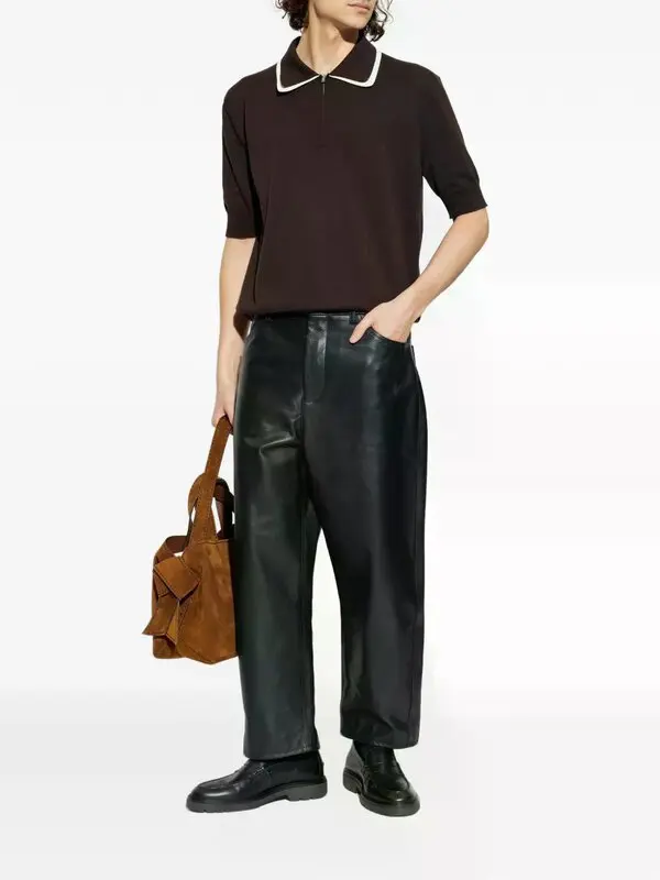 JIL SANDER Zip-collar Polo Shirt - Brown