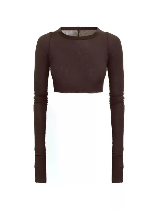 Rick Owens Long-sleeve Cropped Top - Brown