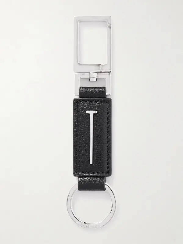 TOM FORD Silver-tone Leather Keychain