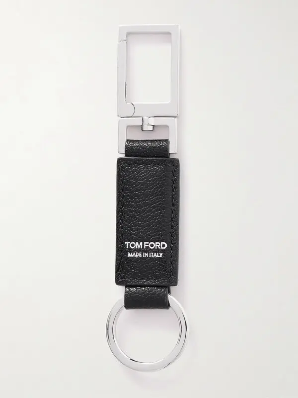 TOM FORD Silver-tone Leather Keychain