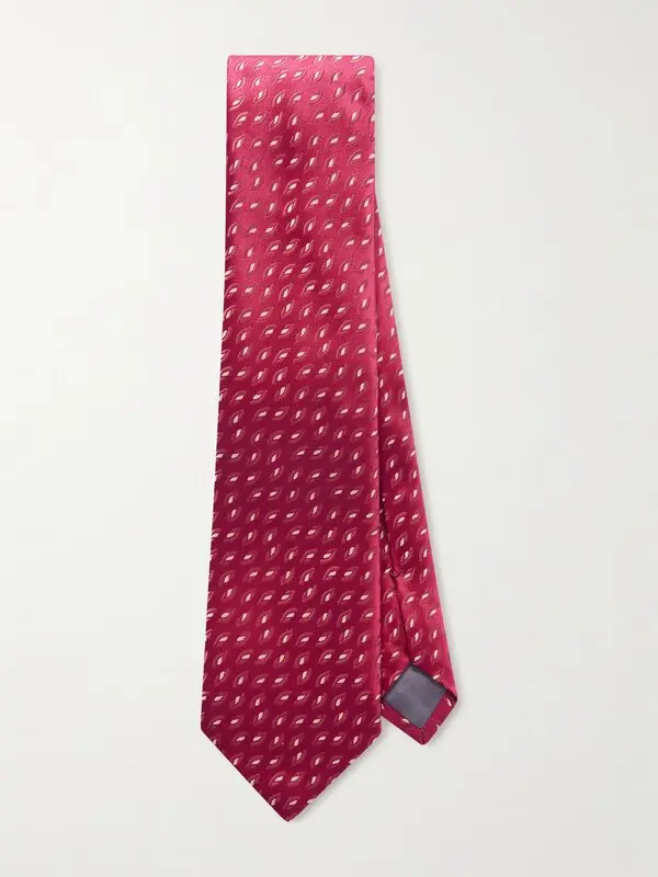 Charvet 8.5cm Embroidered Silk Neck Tie - Red