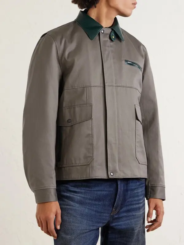Sacai Leather-trimmed Cotton-twill Bomber Jacket