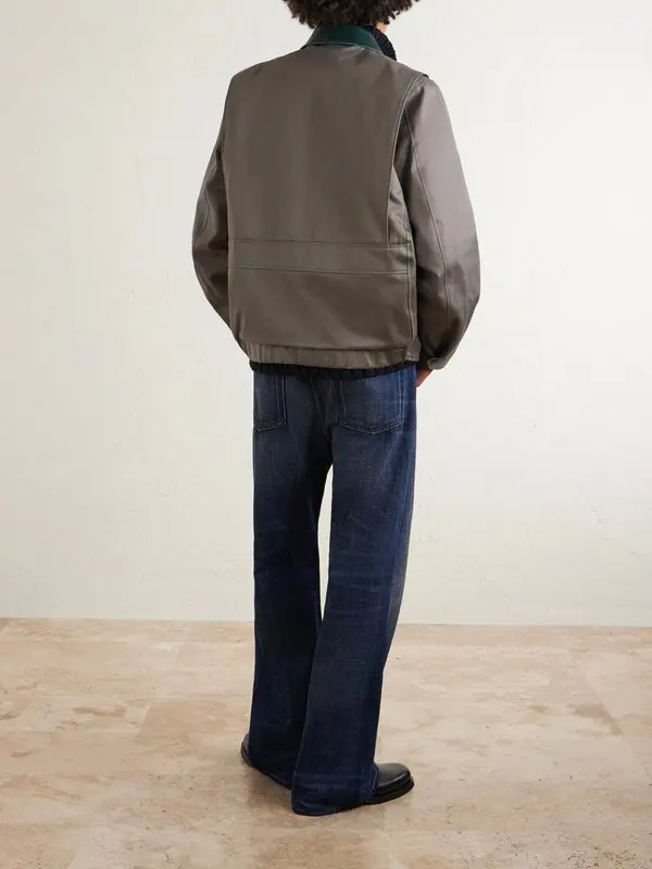 Sacai Leather-trimmed Cotton-twill Bomber Jacket