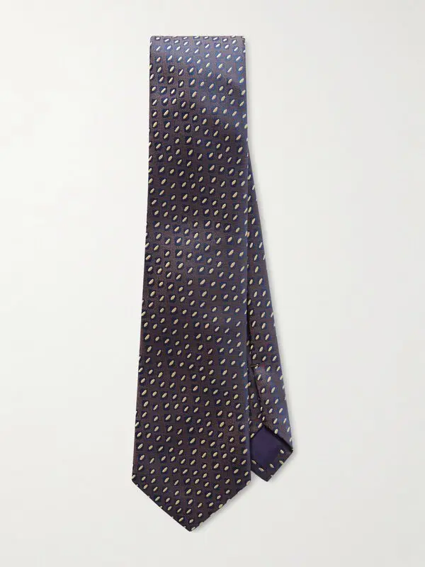 Charvet 8.5cm Embroidered Silk-jacquard Neck Tie - Blue