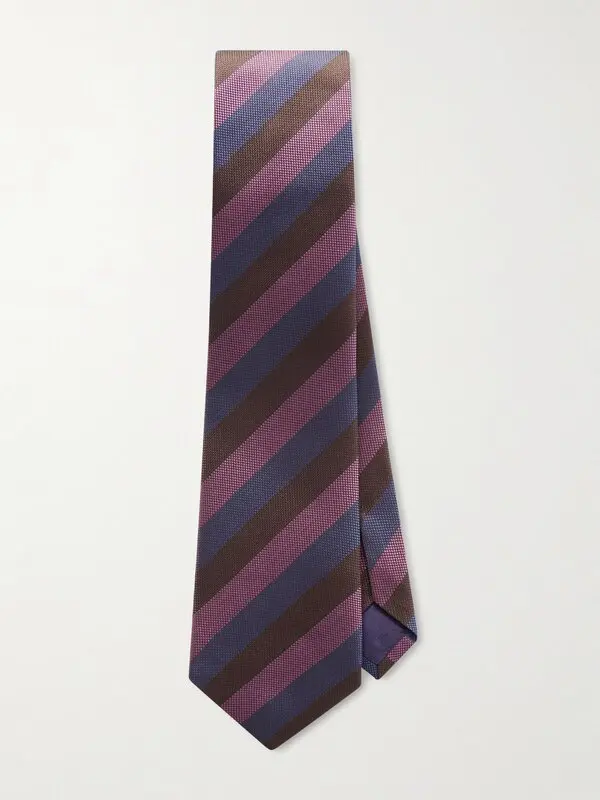 Charvet 8.5cm Striped Silk Tie - Brown