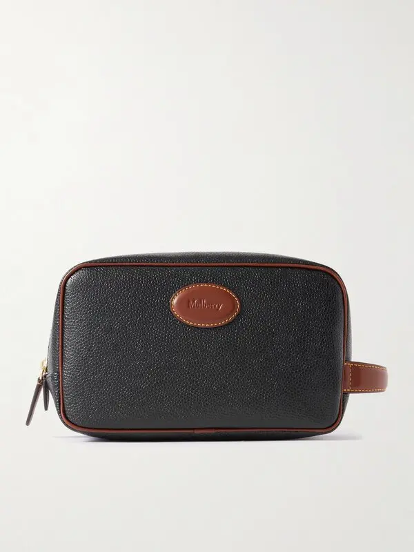 Mulberry Leather-trimmed Bioveg Scotchgrain Wash Bag - Black