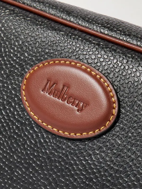 Mulberry Leather-trimmed Bioveg Scotchgrain Wash Bag - Black