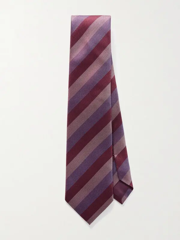 Charvet 8.5cm Striped Silk Neck Tie - Burgundy