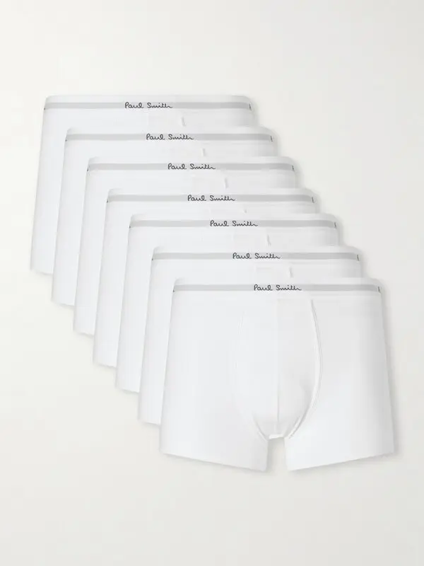 Paul Smith Seven-pack Stretch Organic Cotton-jersey Boxer Briefs - White