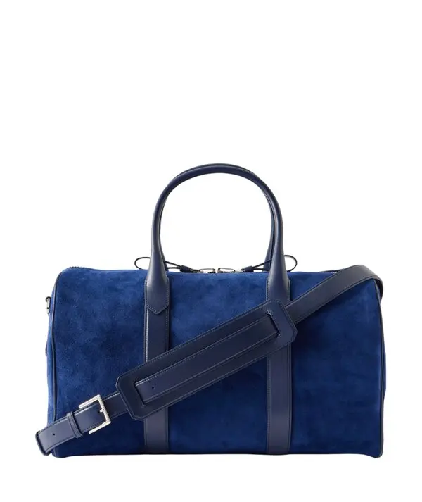 TOM FORD Leather-trimmed Suede Duffle Bag - Blue