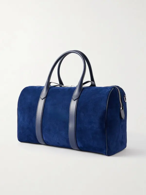 TOM FORD Leather-trimmed Suede Duffle Bag - Blue