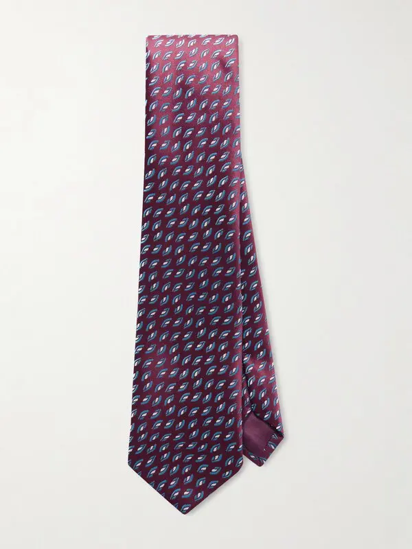 Charvet 8.5cm Embroidered Silk Neck Tie - Burgundy