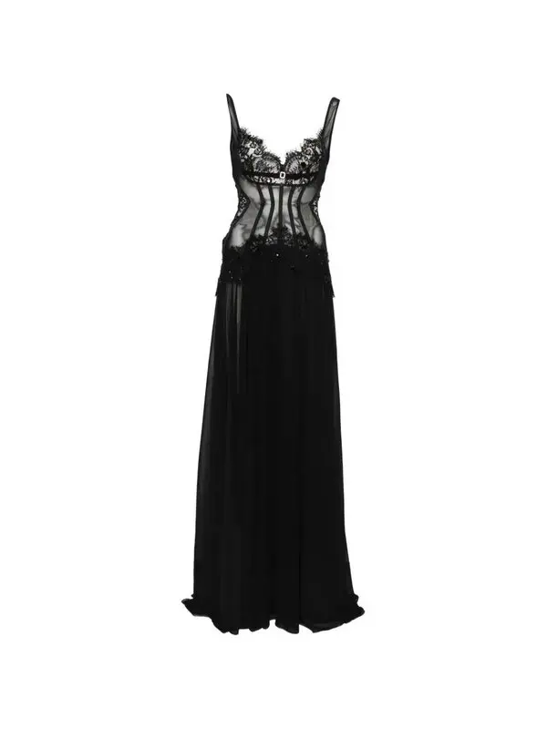 NISSA Lace Trim Maxi Dress