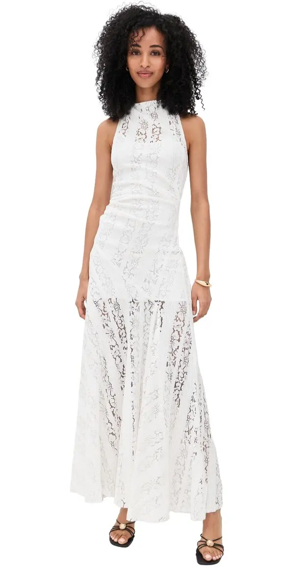 Bec & Bridge Henrietta High Neck Maxi Dress - White