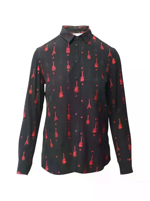 Saint Laurent Guitar Embroidered Woven Shirt