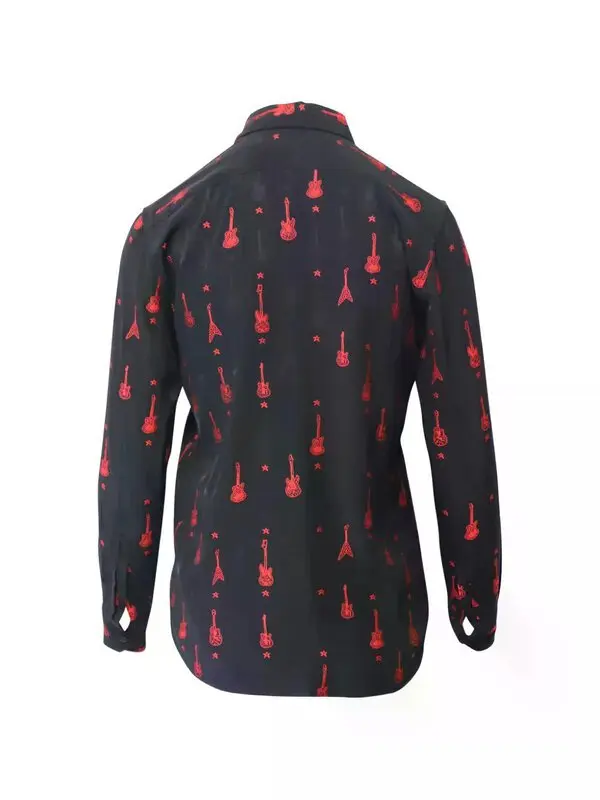 Saint Laurent Guitar Embroidered Woven Shirt